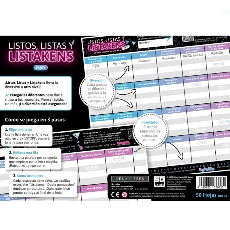 Comprar Listos, Listas y Listakens - Party - juego de mesa